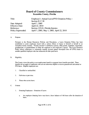Fillable Online Employees Annual Leave/PTO Donation Policy Fax Email ...