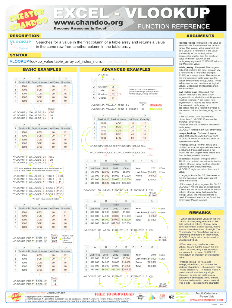 Fillable Online EXCEL - VLOOKUP Fax Email Print - pdfFiller