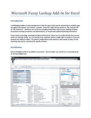 Fillable Online Microsoft Fuzzy Lookup Add-In for Excel Fax Email Print - pdfFiller