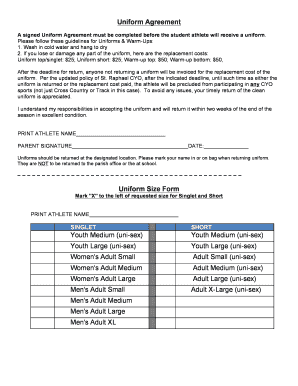 Fillable Online A signed Uniform Agreement must be completed before the ...