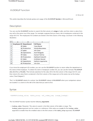 Fillable Online This article describes the formula syntax and usage of the VLOOKUP function in ...