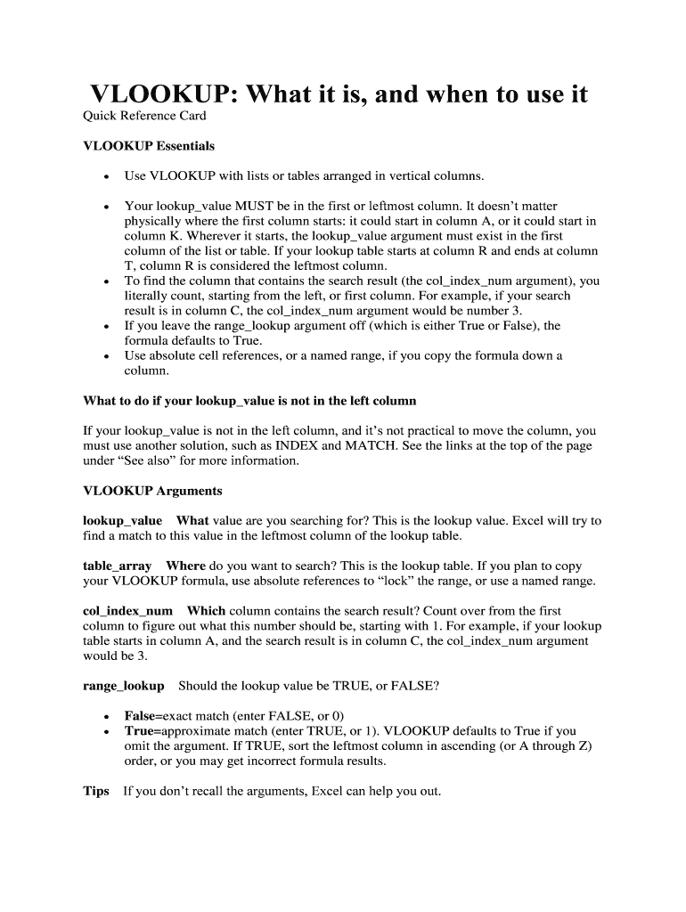 Fillable Online VLOOKUP: What it is, and when to use it Fax Email Print - pdfFiller