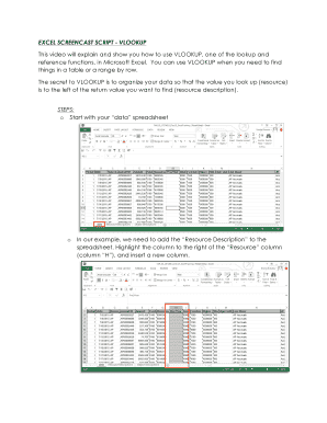 Fillable Online EXCEL SCREENCAST SCRIPT - VLOOKUP Fax Email Print ...