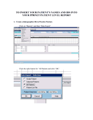 Fillable Online TO INSERT YOUR PATIENTS NAMES AND IDS INTO Fax Email ...