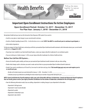 Fillable Online Important Open Enrollment Instructions for Active ...