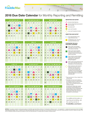 Fillable Online 2018 Due Date Calendar for Monthly Reporting and ...