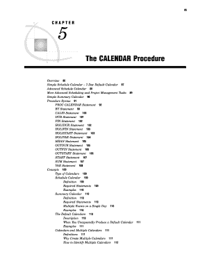 Fillable Online The CALENDAR Procedure Fax Email Print - pdfFiller