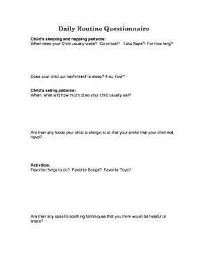 Fillable Online Daily Routine Questionnaire Fax Email Print - pdfFiller