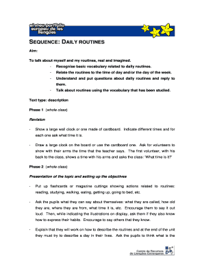 Fillable Online SEQUENCE: DAILY ROUTINES Fax Email Print - pdfFiller