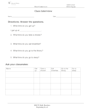 Fillable Online Class Interview Fax Email Print - pdfFiller
