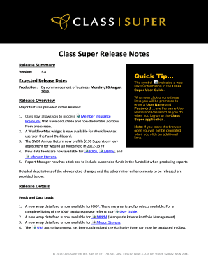 Fillable Online Class Super Release Notes Fax Email Print - pdfFiller
