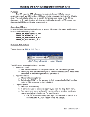 Fillable Online Utilizing the SAP ISR Report to Monitor ISRs Fax Email ...
