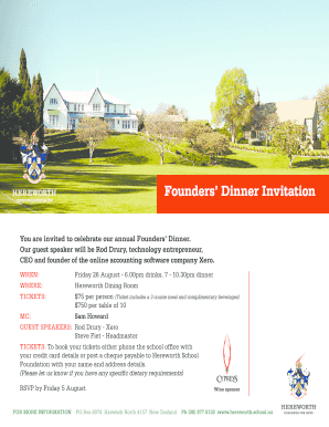 Fillable Online Founders Dinner Invitation Fax Email Print - pdfFiller