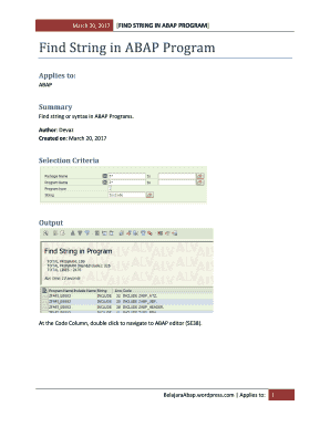 Fillable Online FIND STRING IN ABAP PROGRAM Fax Email Print - pdfFiller