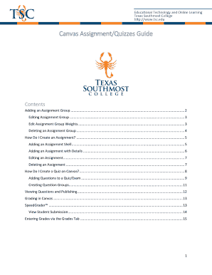 Fillable Online Canvas Assignment/Quizzes Guide Fax Email Print - pdfFiller