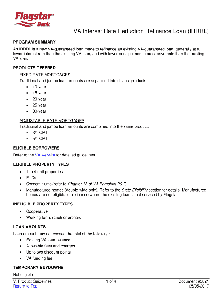 Fillable Online An IRRRL is a new VA-guaranteed loan made to refinance ...