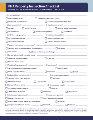 Fillable Online FHA Property Inspection Checklist Fax Email Print ...