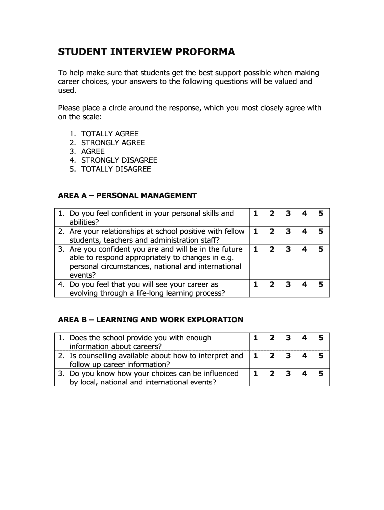 Fillable Online STUDENT INTERVIEW PROFORMA Fax Email Print - pdfFiller
