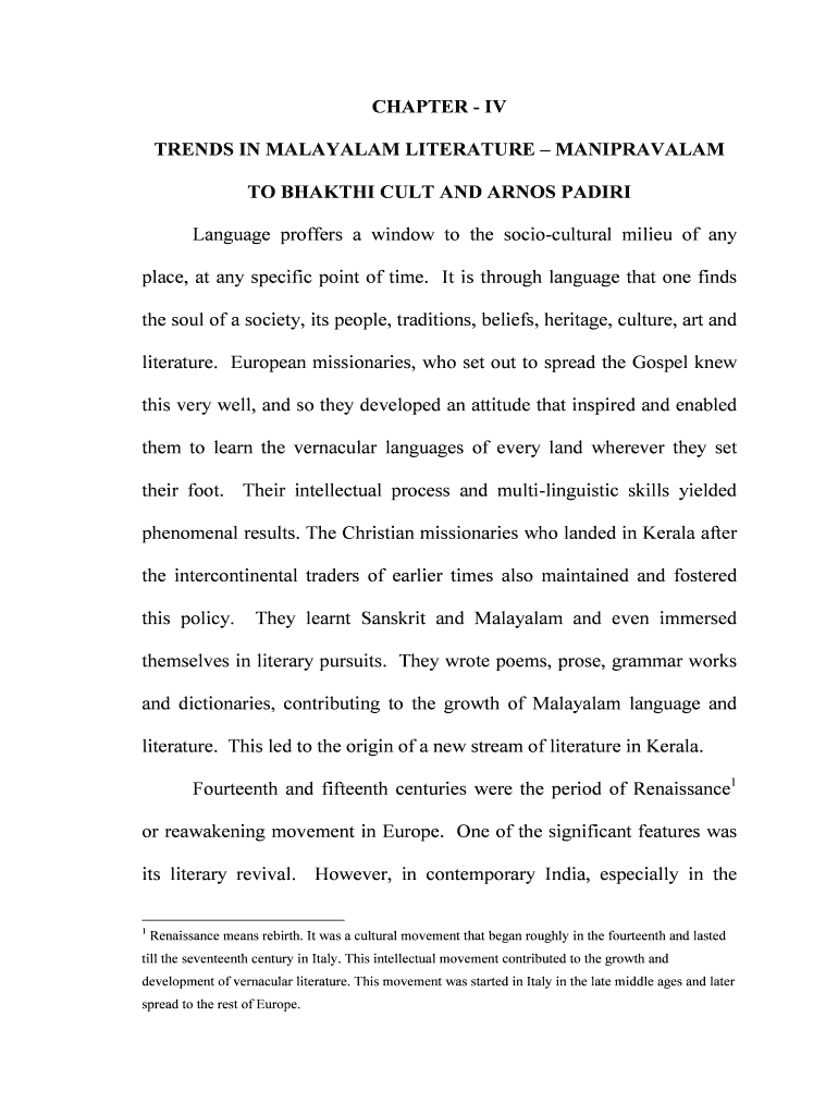 Fillable Online TRENDS IN MALAYALAM LITERATURE MANIPRAVALAM Fax Email ...