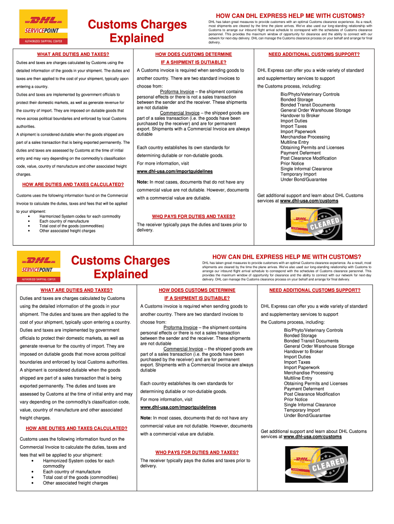 Fillable Online HOW CAN DHL EXPRESS HELP ME WITH CUSTOMS Fax Email ...