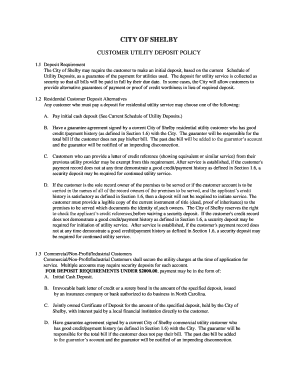 Fillable Online CUSTOMER UTILITY DEPOSIT POLICY Fax Email Print - pdfFiller