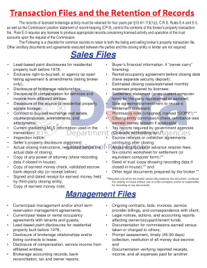 Fillable Online Transaction Files and the Retention of Records Fax ...