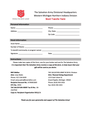 Fillable Online The Salvation Army Divisional Headquarters Fax Email ...