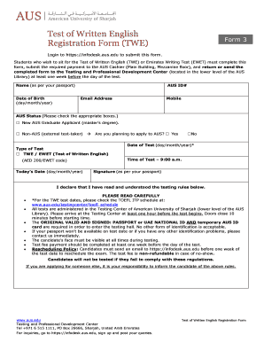 Fillable Online Test of Written English Fax Email Print - pdfFiller