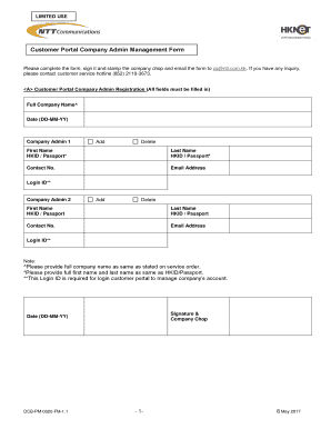 Fillable Online Customer Portal Company Admin Management Form Fax Email ...