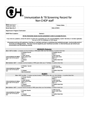 Fillable Online Immunization & TB Screening Record for Fax Email Print - pdfFiller
