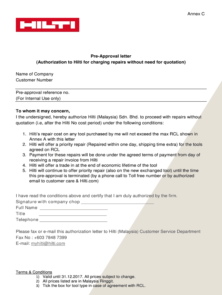 Fillable Online Pre-Approval letter Fax Email Print - pdfFiller