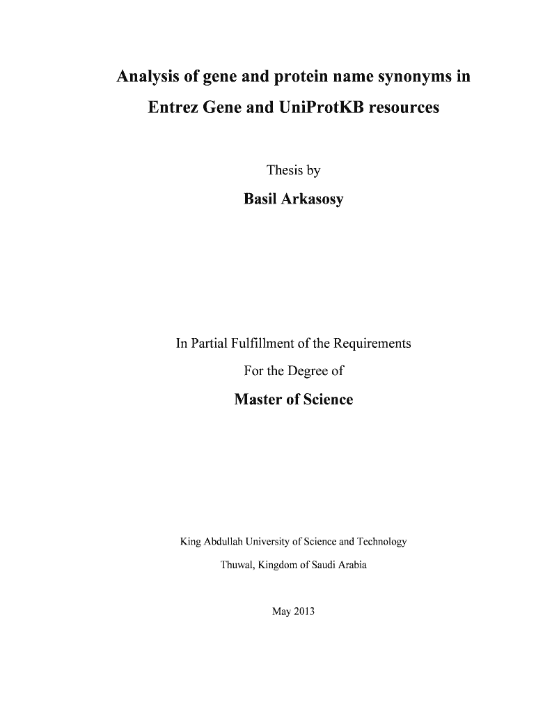 Fillable Online Analysis of gene and protein name synonyms in Fax Email ...