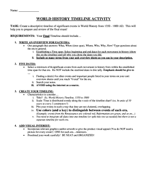 Fillable Online WORLD HISTORY TIMELINE ACTIVITY Fax Email Print - pdfFiller