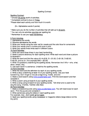 Fillable Online Spelling Contract: Fax Email Print - pdfFiller