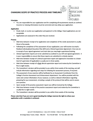 Fillable Online CHANGING SCOPE OF PRACTICE PROCESS AND TIMELINES Fax ...