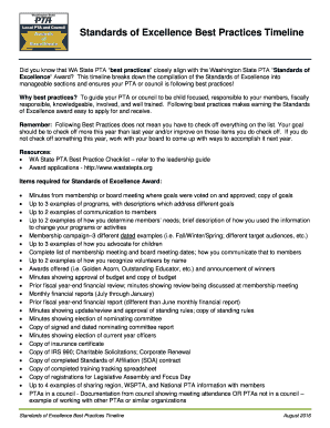 Fillable Online Standards of Excellence Best Practices Timeline Fax ...