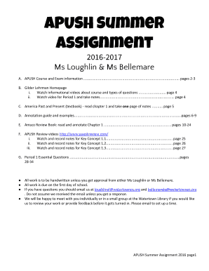 Fillable Online Sign the APUSH Sign-Up Sheet Fax Email Print - pdfFiller