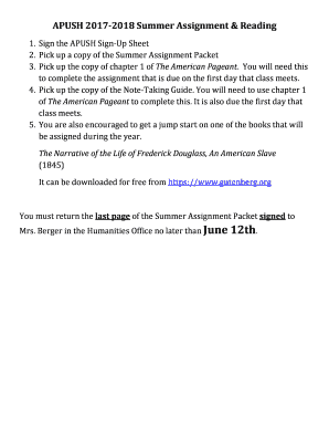 Fillable Online Sign the APUSH Sign-Up Sheet Fax Email Print - pdfFiller
