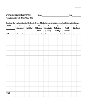 Fillable Online Wisconsin Timeline Record Sheet Fax Email Print - pdfFiller