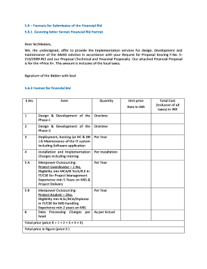 Fillable Online 6 Formats for Submission of the Financial Bid Fax Email ...