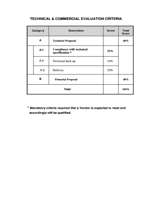 Fillable Online TECHNICAL & COMMERCIAL EVALUATION CRITERIA Fax Email Print - pdfFiller