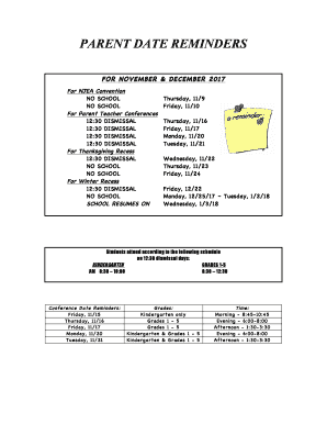 Fillable Online PARENT DATE REMINDERS Fax Email Print - pdfFiller