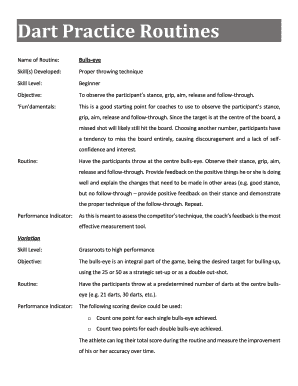 Fillable Online Dart Practice Routines Fax Email Print - pdfFiller