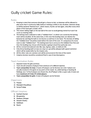 Gully Cricket Rules Pdf - Fill Online, Printable, Fillable, Blank ...