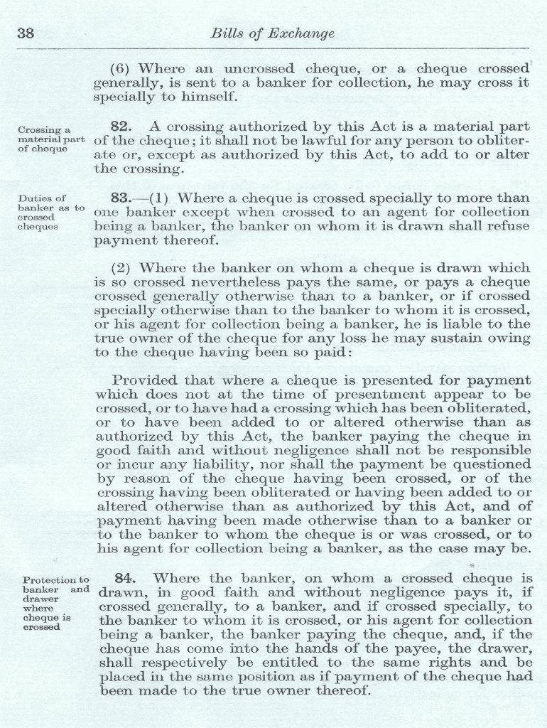 Fillable Online (6) Where an uncrossed cheque, or a cheque crossed Fax ...