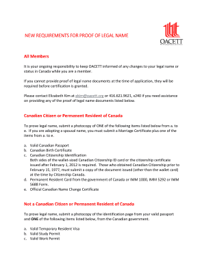 Fillable Online NEW REQUIREMENTS FOR PROOF OF LEGAL NAME Fax Email ...