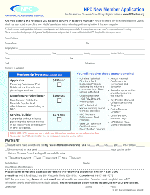 Fillable Online NPC New Member Application Fax Email Print - pdfFiller