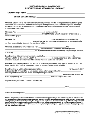 Fillable Online RESOLUTION ON PARSONAGE ALLOWANCE * Fax Email Print ...
