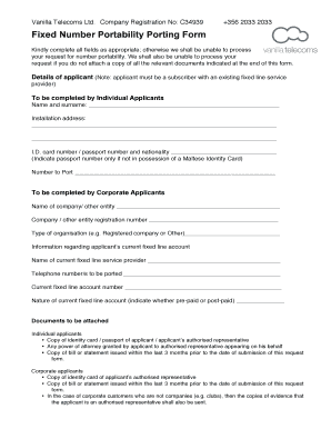 Fillable Online Vanilla Telecoms Ltd Fax Email Print - pdfFiller