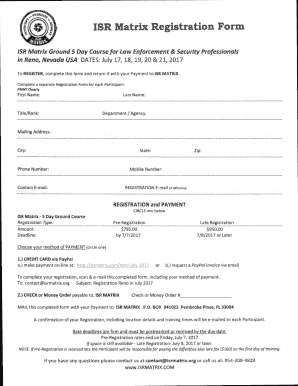 Fillable Online ISR Matrix Registration Form Fax Email Print - pdfFiller